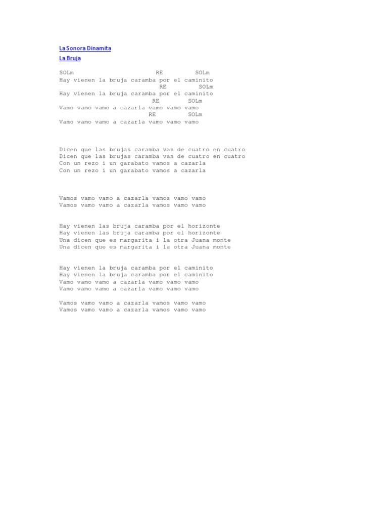 La Canción de La Bruja: La Sonora Dinamita Canta Sobre Cazar a Las ...