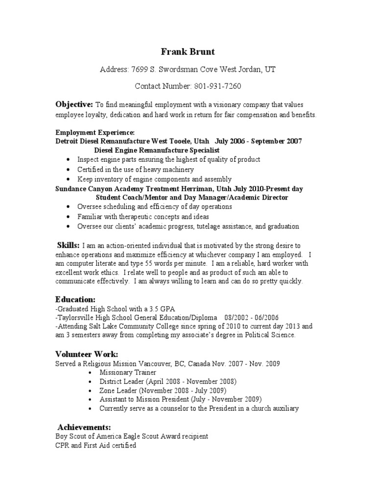 Frank Resume | PDF