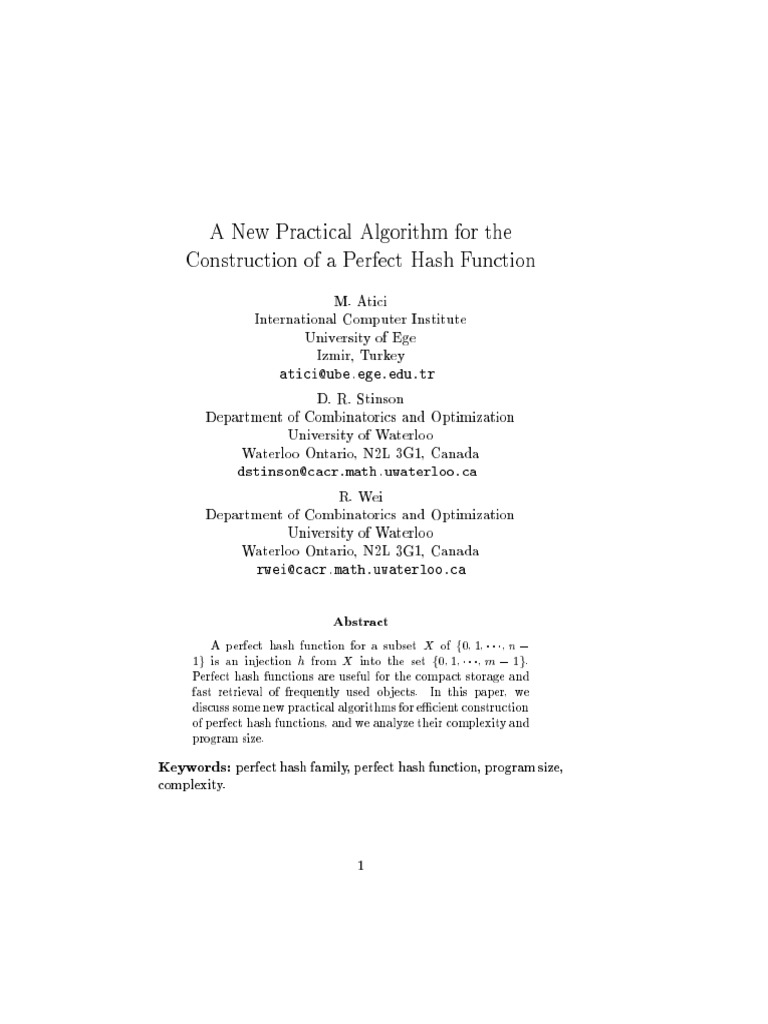 A New Practical Algorithm For The Construction of A Perfect | PDF ...