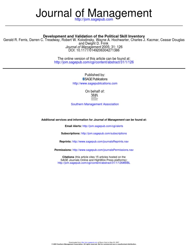 Political Skill Inventory | PDF | Emotional Intelligence | Validity ...