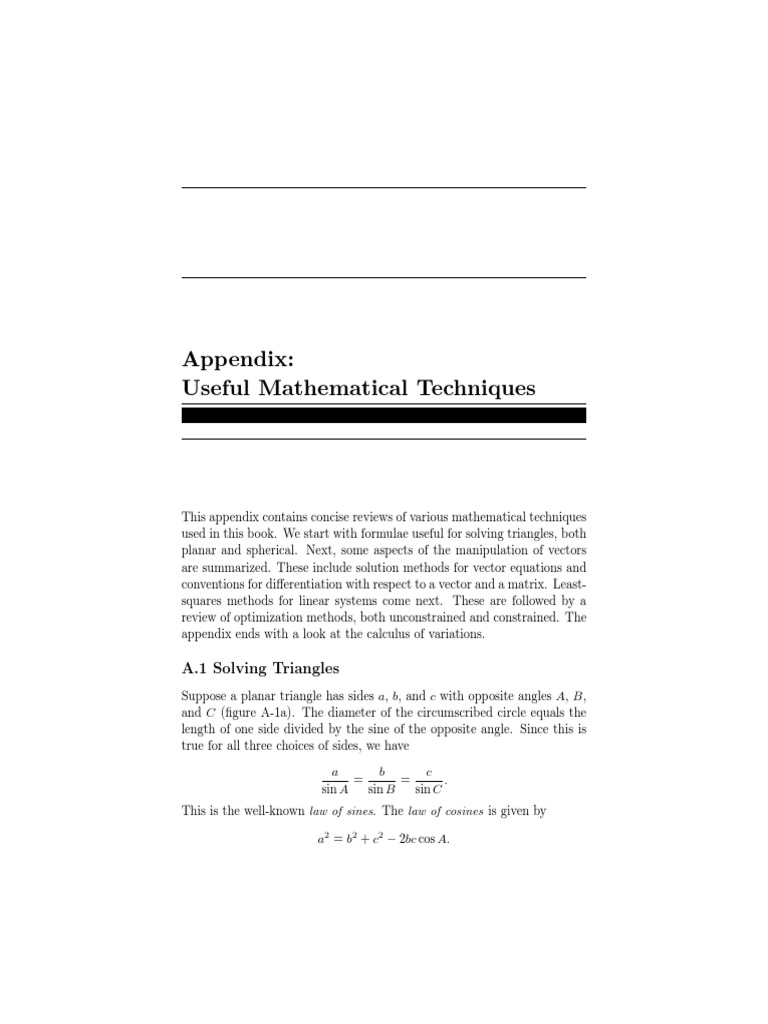 Appendix: Useful Mathematical Techniques: A.1 Solving Triangles | PDF ...
