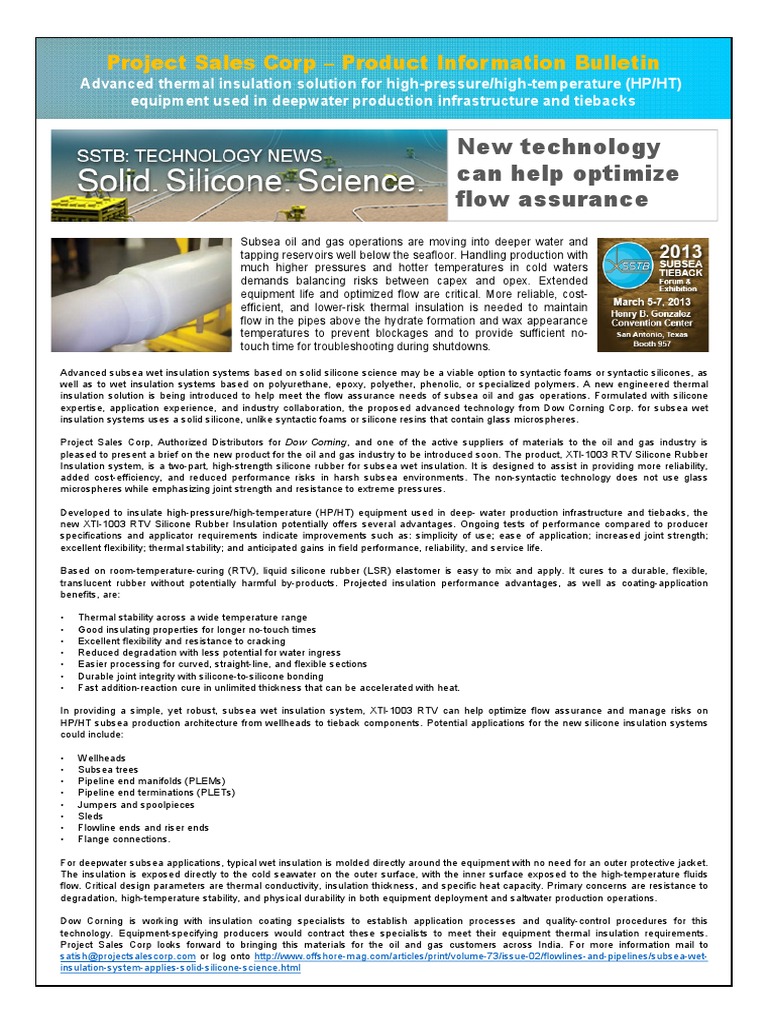 Subsea Insulation System | PDF | Silicone | Thermal Insulation