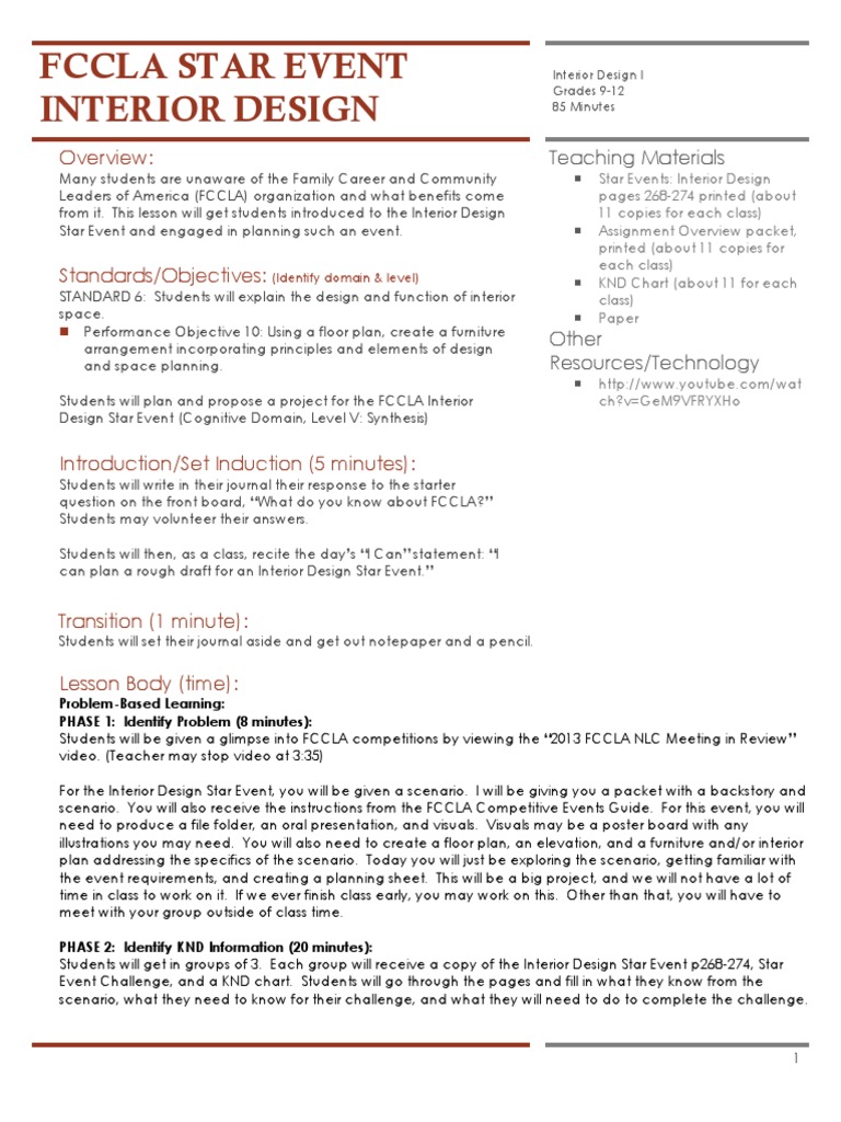 Fccla Interior Design LP | PDF | Brainstorming | Applied Psychology