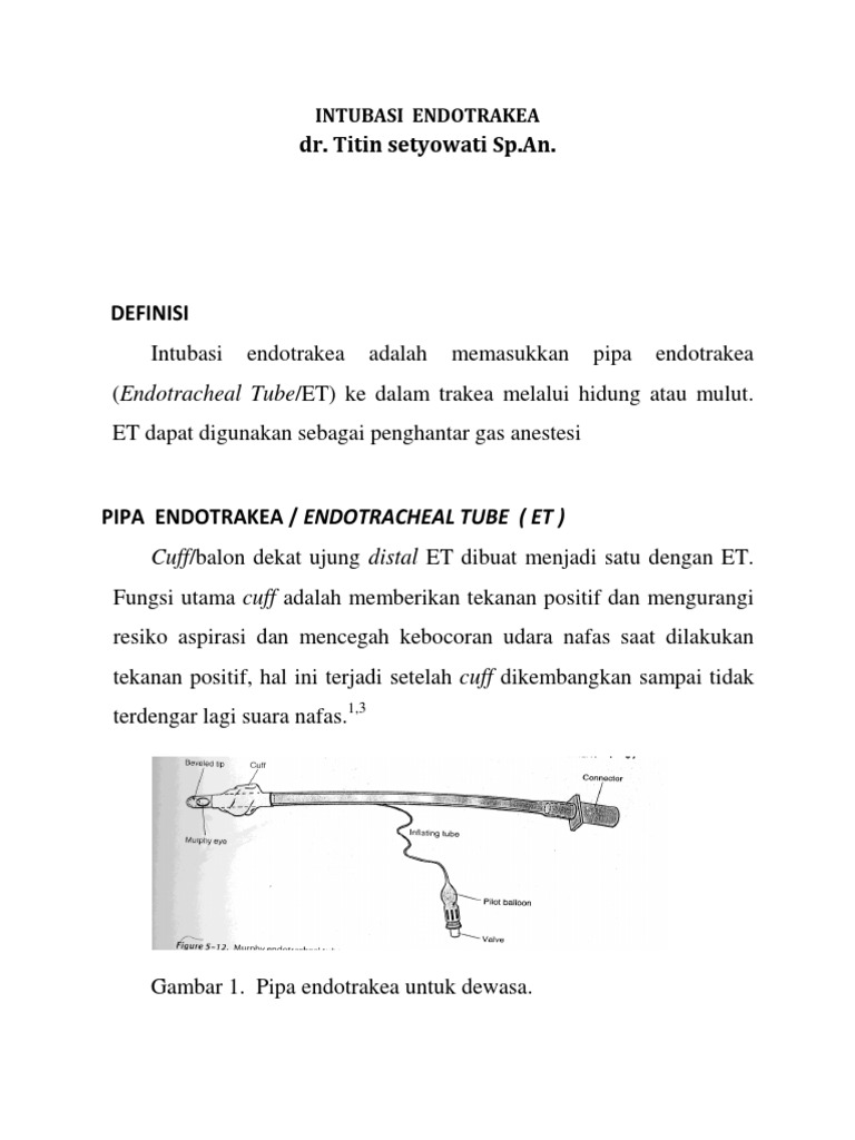 Intubasi Endotrakea DR Titin | PDF | Kesehatan Holistik | Sains ...