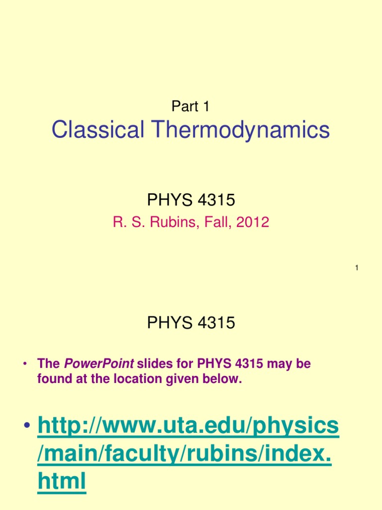 Classical Thermo | PDF | Teaching Methods & Materials | Science ...