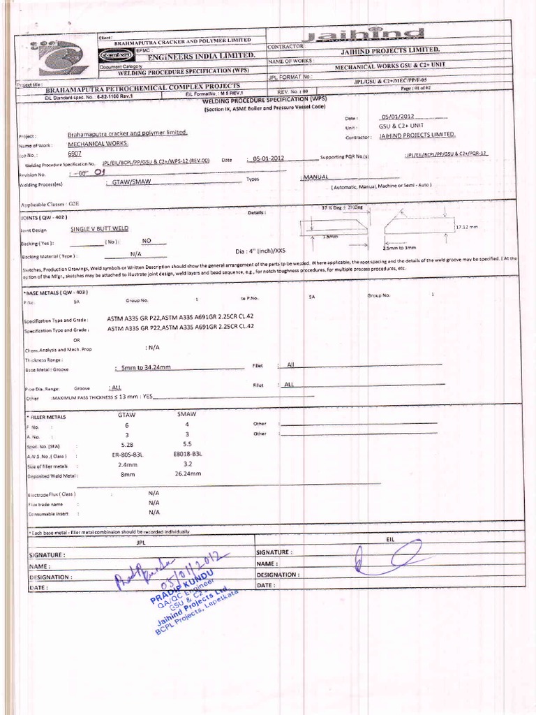 WPS-PQR-12 | Welding | Mechanical Engineering