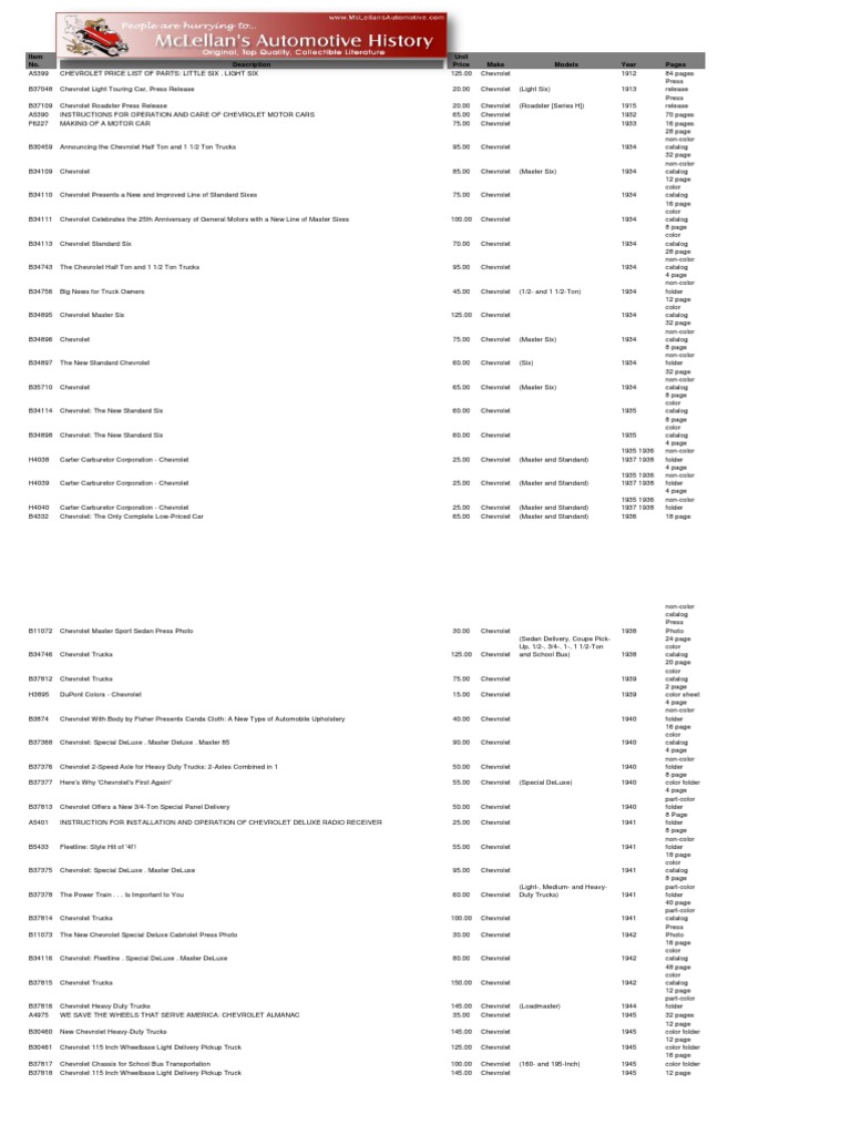 Chevrolet Auto Brochures & Catalogs at MclellansAutomotive | PDF ...