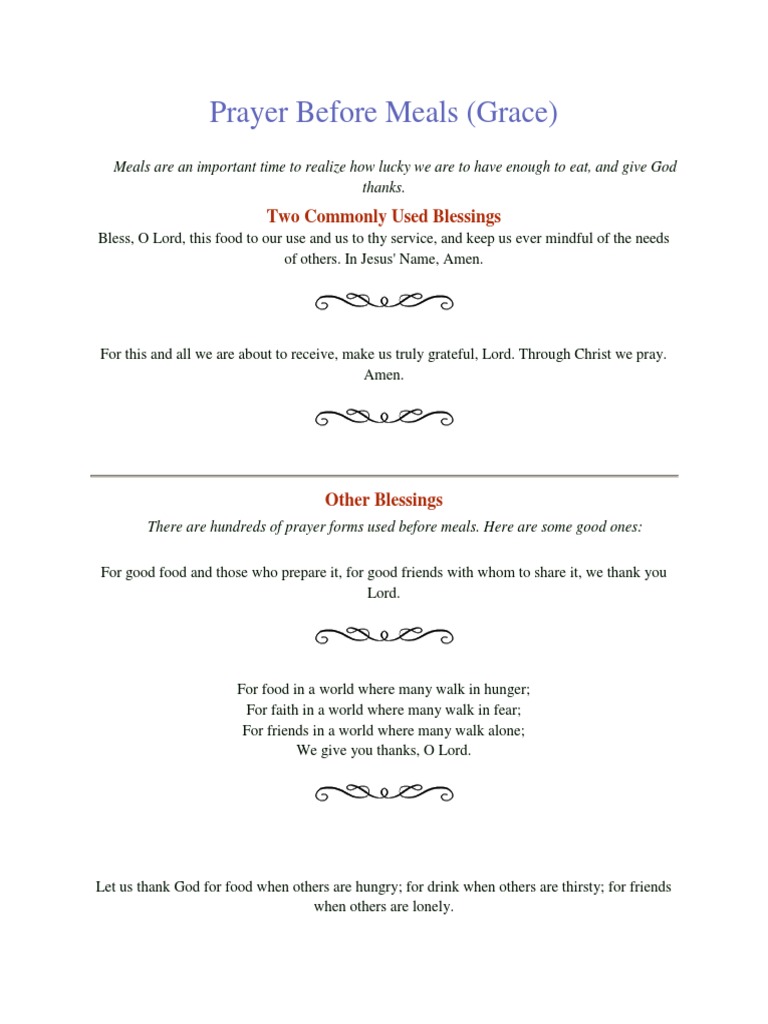 Prayer Before Meals | Religious Behaviour And Experience | Religious ...