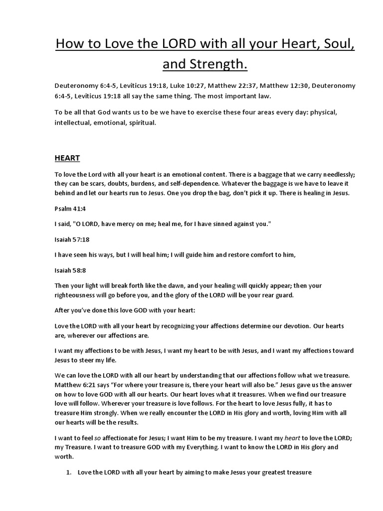 How To Love The LORD With All Your Heart, Soul, and Strength | PDF ...