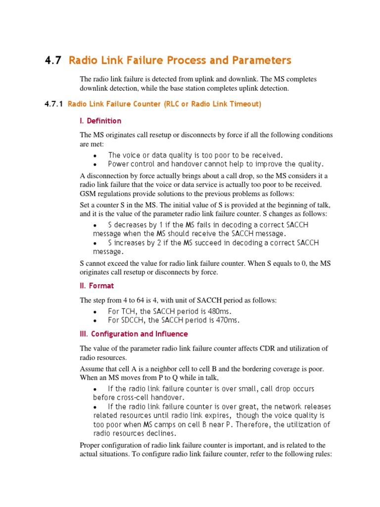 Radio Link Failure Process and Parameters | PDF | Science & Mathematics ...