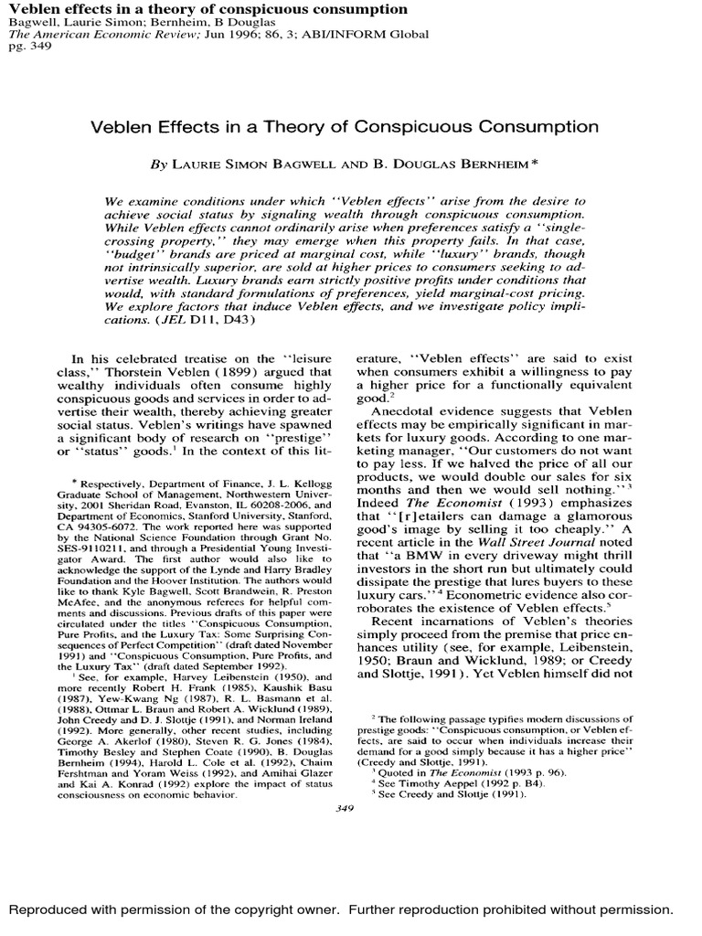 Veblen Effects | PDF | Thorstein Veblen | Copyright