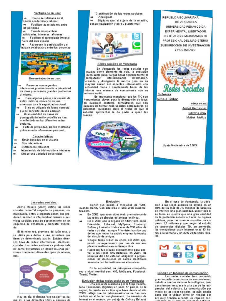 Triptico de Redes Sociales... | PDF | Servicio de redes sociales | Red social