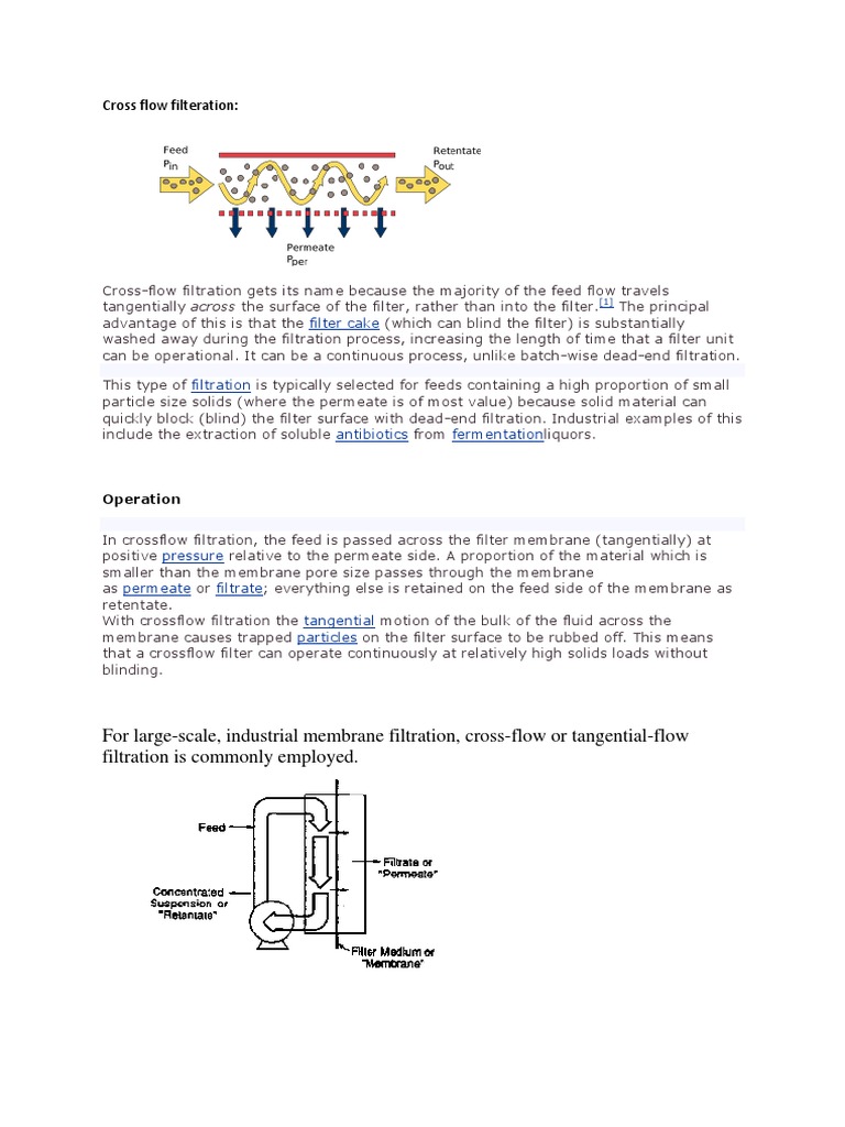 Cross Flow Filteration | PDF | Membrane | Filtration