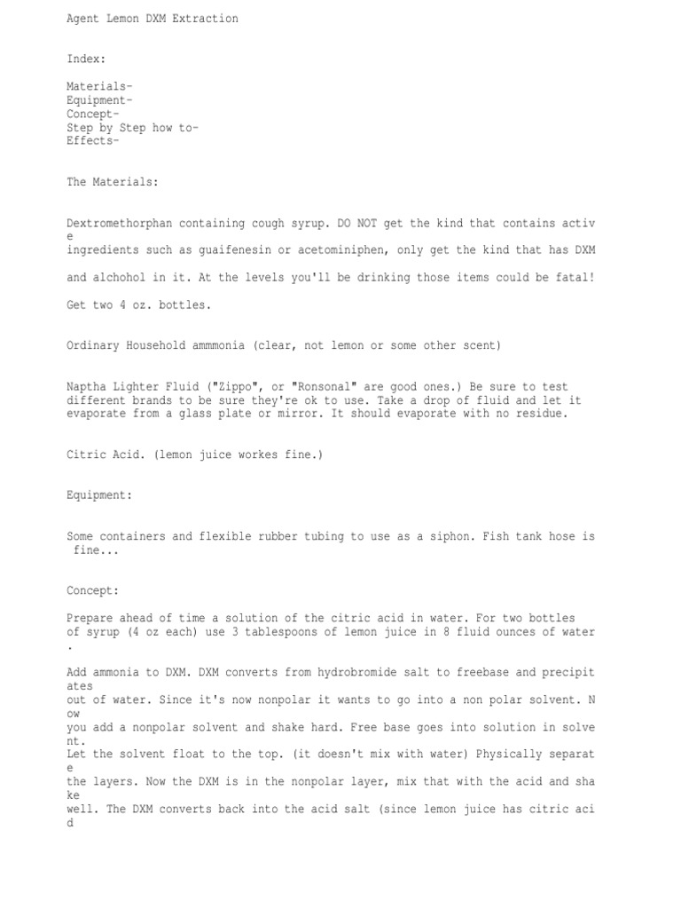 DMX Extraction - Agent Lemon 1 | PDF | Ammonia | Lemon