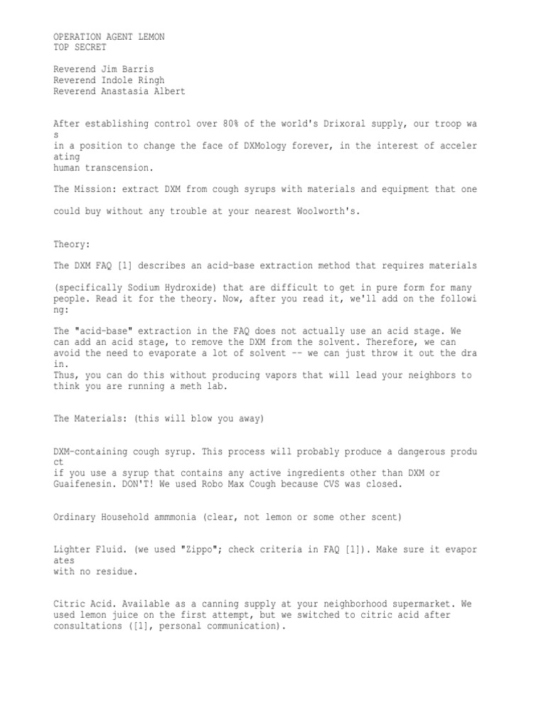 DMX Extraction - Agent Lemon 2 | Download Free PDF | Solvent | Acid