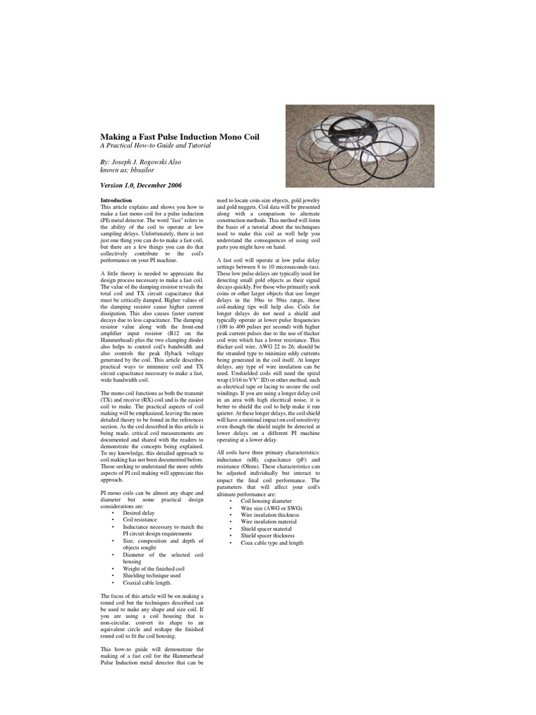 Pulse Induction Coil Guide | PDF | Coaxial Cable | Inductor