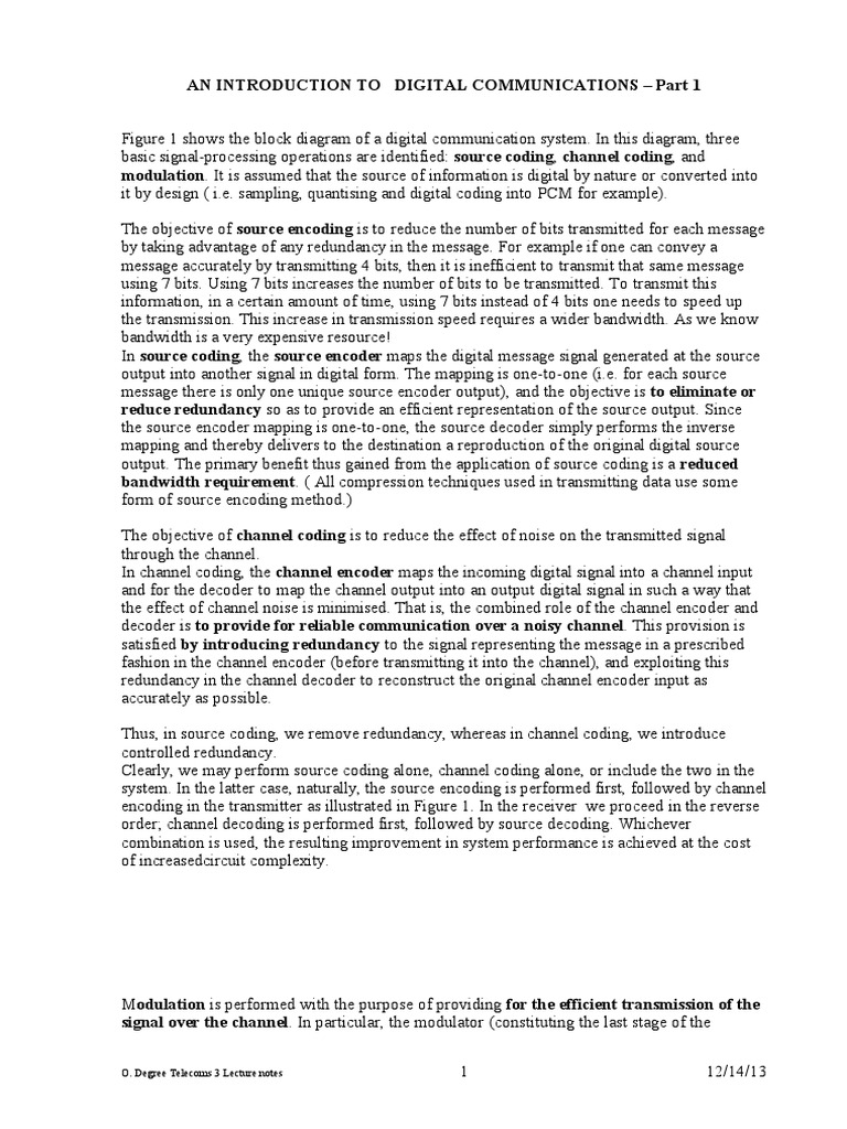 An Intro To Digital Comms - Part 1 | PDF | Channel (Communications ...