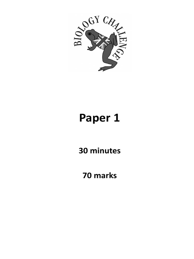 Biology Challenge Paper 1 Ready Pen and Paper | PDF