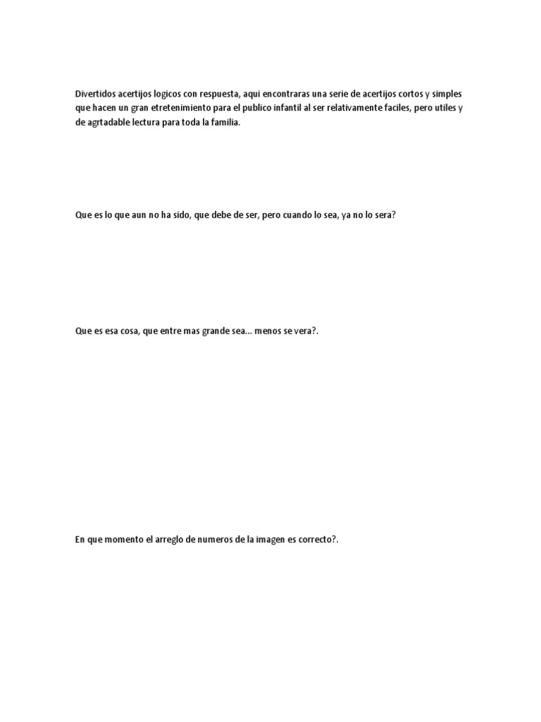 Acertijos Lógicos Divertidos para Niños | PDF | Ocio