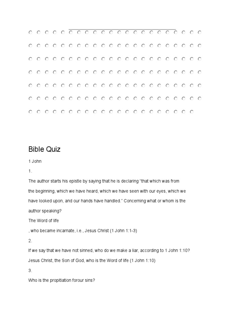 1 John Quiz | PDF | John The Baptist | Christianity