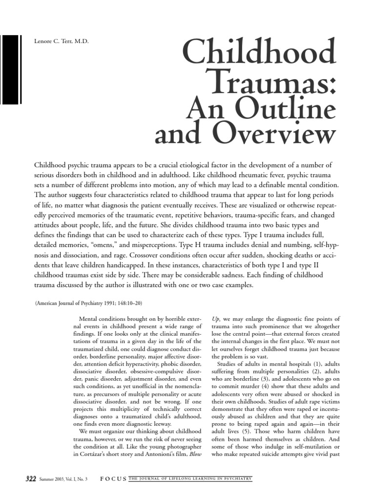 Childhood Traumas: An Outline and Overview | PDF | Psychological Trauma ...
