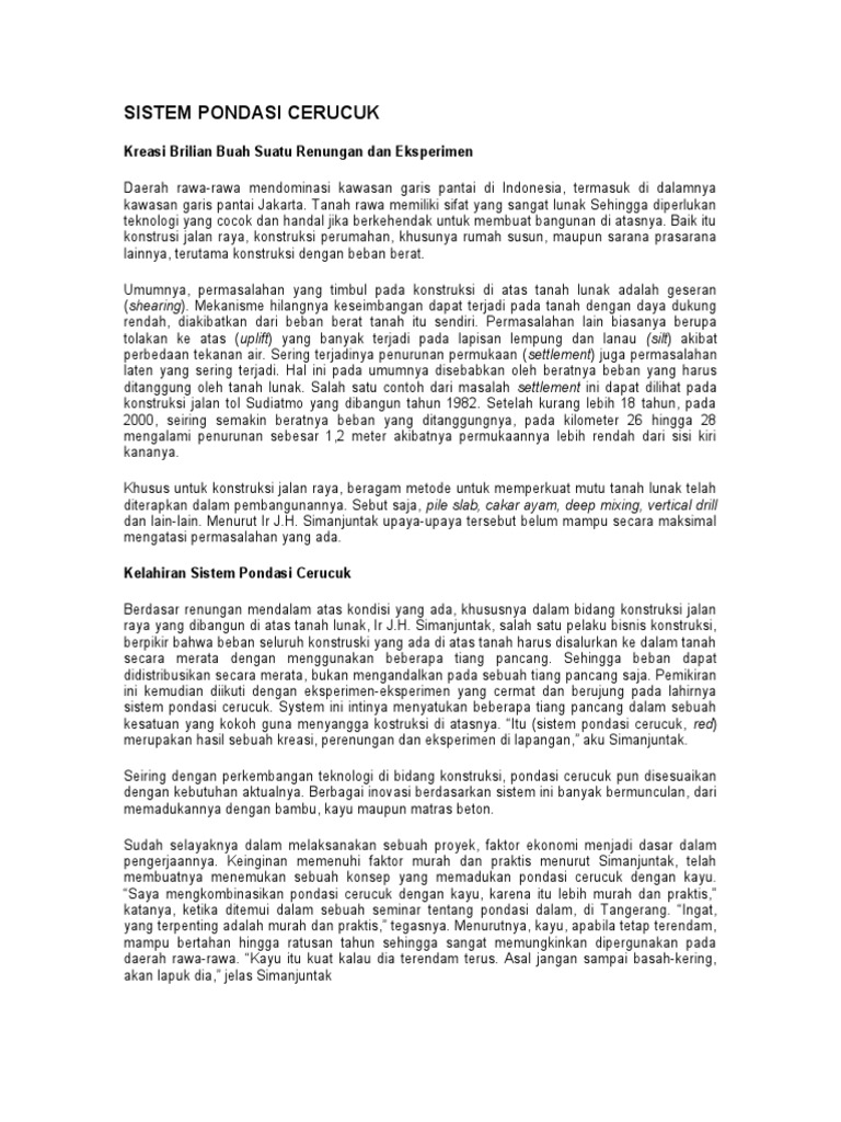 Sistem Pondasi Cerucuk | PDF
