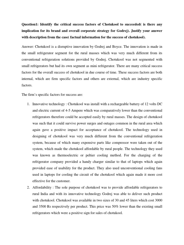 Critical success factors and implications for Godrej brand of ...
