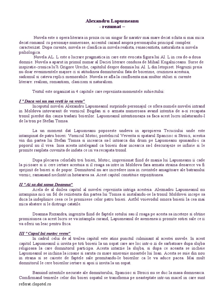 Alexandru Lapusneanu - Povestire