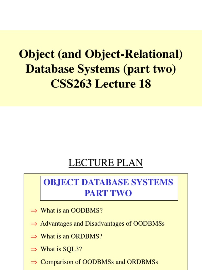 Oodbmsandordbms Pdf Object Oriented Programming Databases