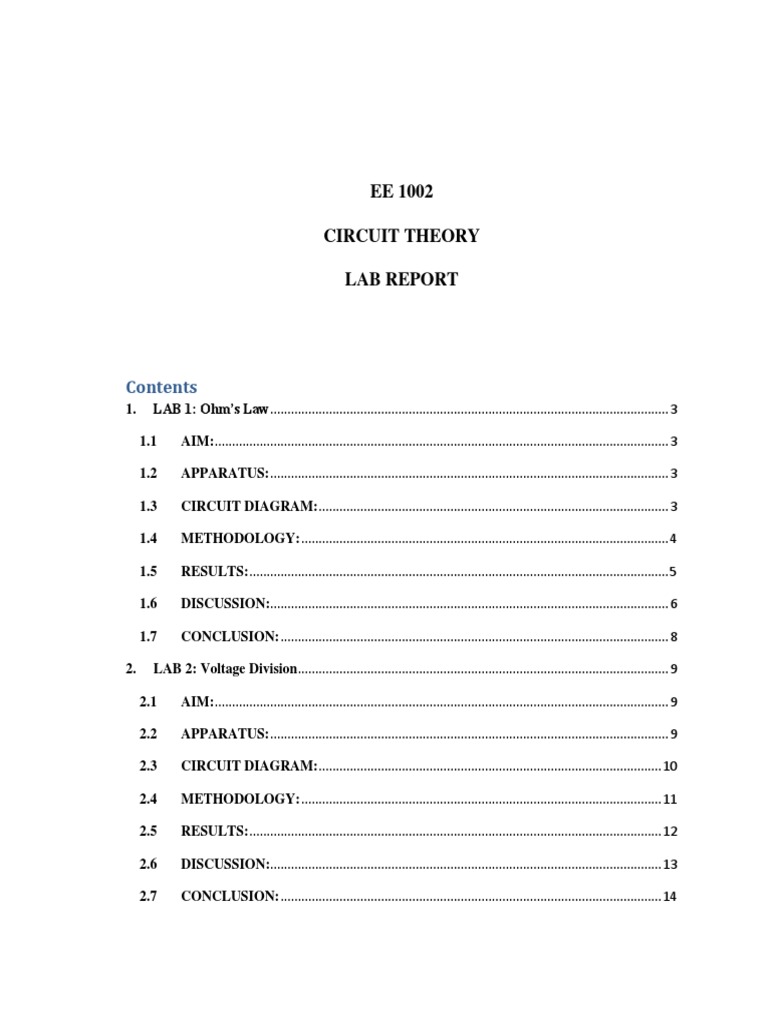 Lab Report For Circuit Theory | PDF | Resistor | Series And Parallel ...