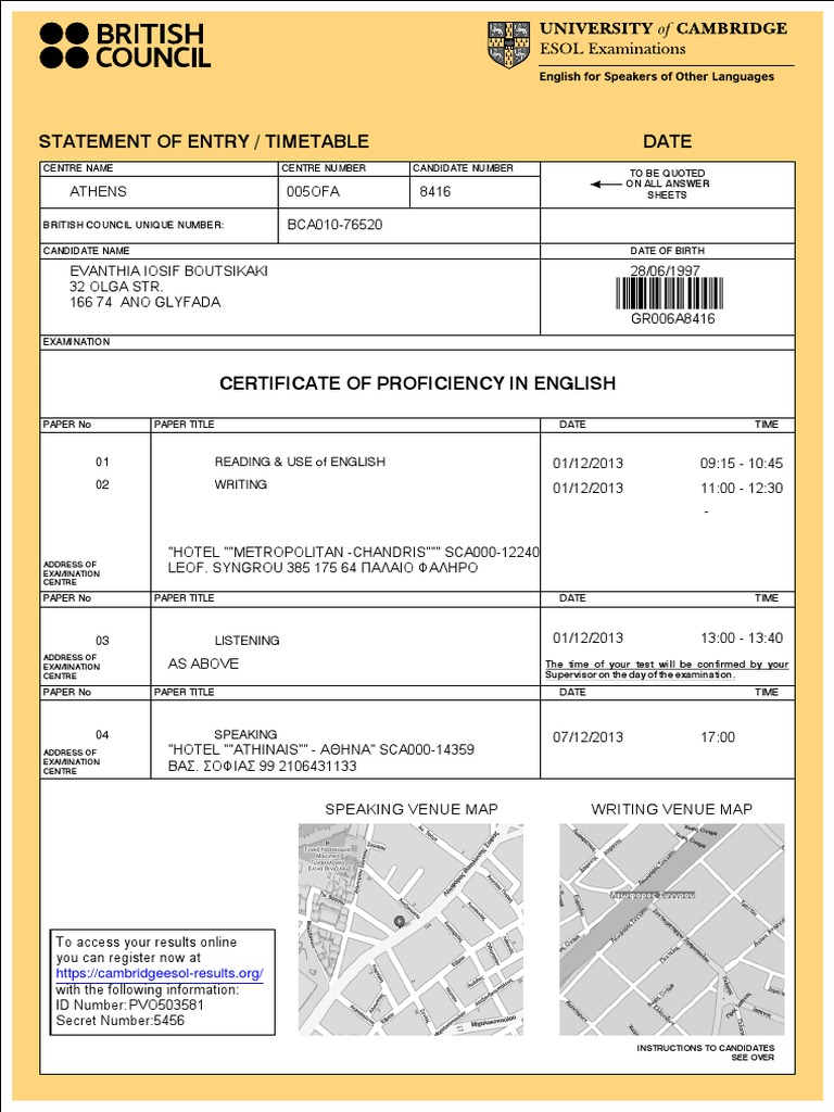 Statement of Entry / Timetable Date | PDF