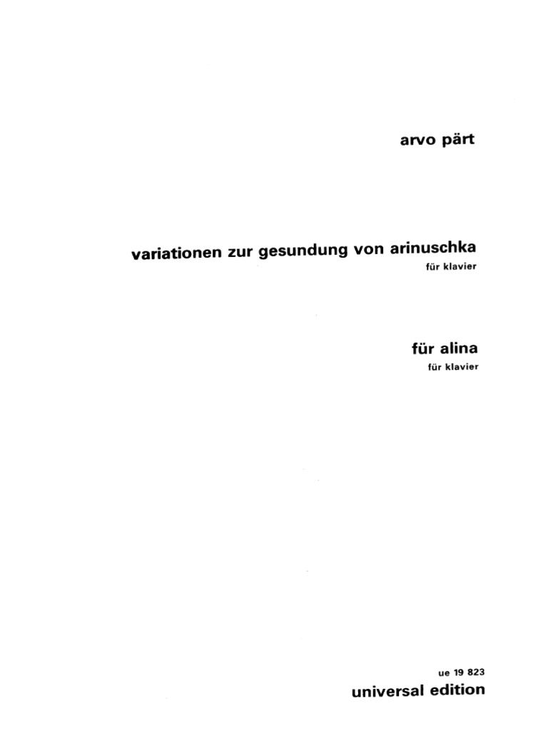 Arvo Part Fur Alina Variations | PDF