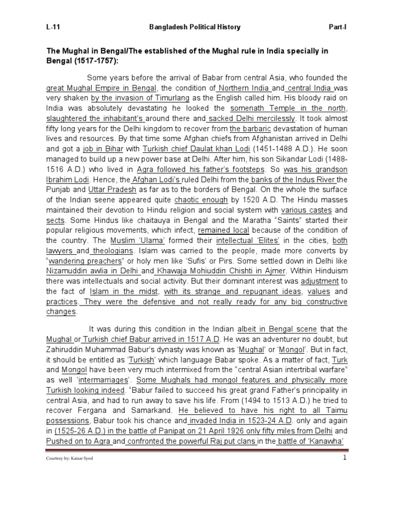 BPH - L-11-01 (Courtesy by Kaisar Syed) - Suraiya Islam | PDF | Mughal ...