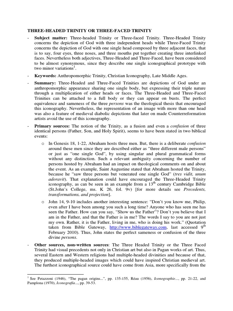Three-Headed vs. Three-Faced Trinity | PDF | Trinity | God