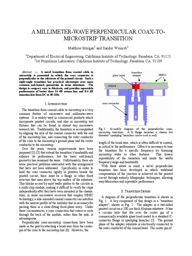 A MMW Perpendicular Coax-To-microstrip Transition | PDF | Coaxial Cable ...
