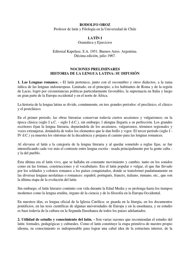 Introducción al Latín: Gramática y Ejercicios | PDF | latín | Género ...