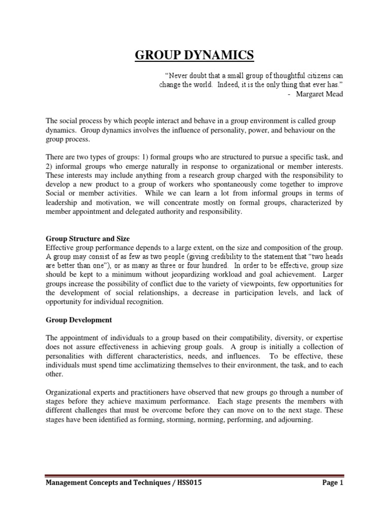 Group Dynamics | PDF | Consensus Decision Making | Information
