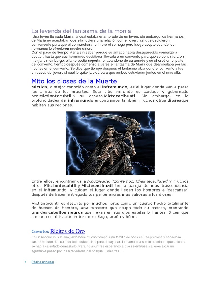 La Leyenda Del Fantasma de La Monja | PDF | Afrodita | Mitología griega