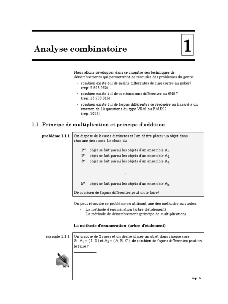 Techniques de Dénombrement en Analyse Combinatoire | PDF