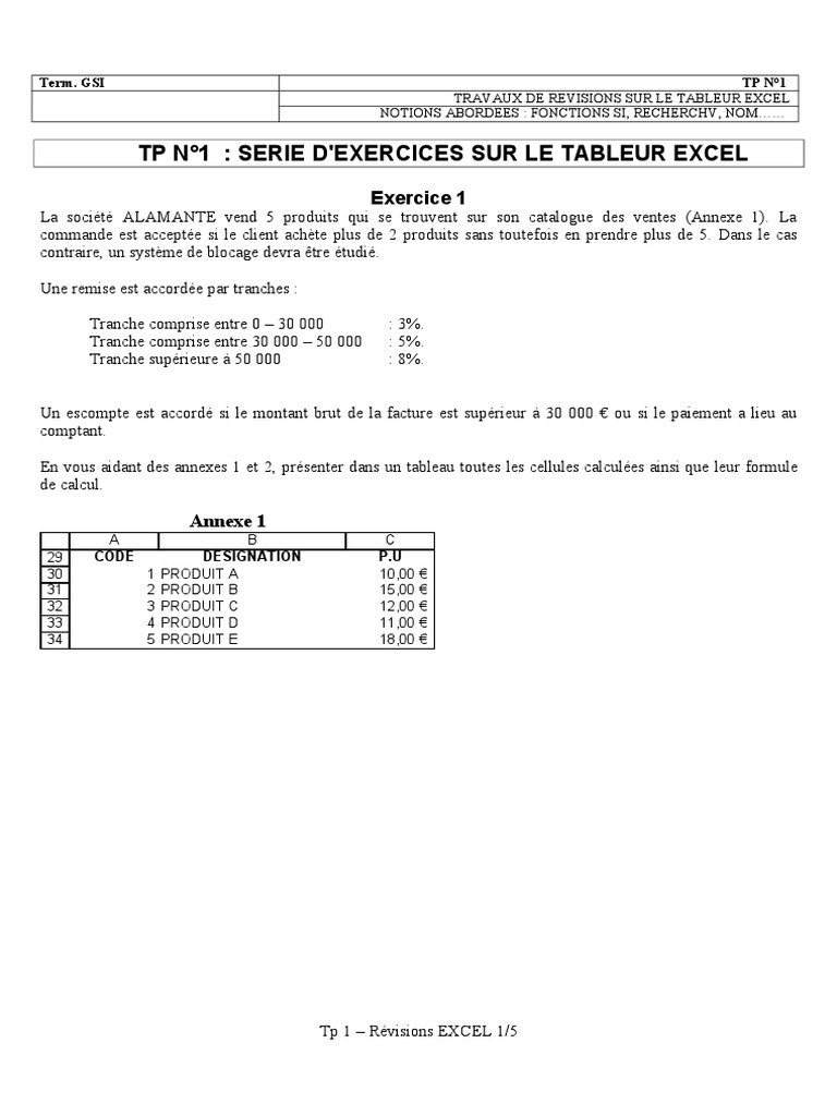 TP1 Excel | PDF | Évolution de carrière | Affaires