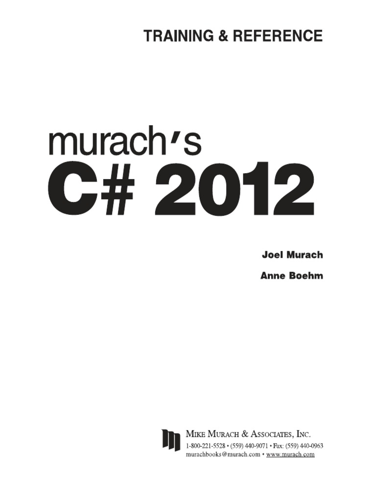 Mike Murach Murachs Csharp 2012 5th Edition 1890774723 | PDF
