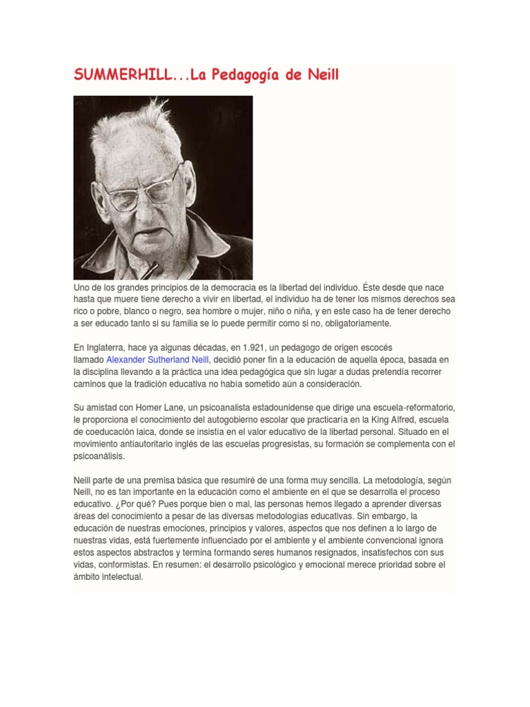 SUMMERHILL | PDF | Conceptos psicologicos | Escuelas