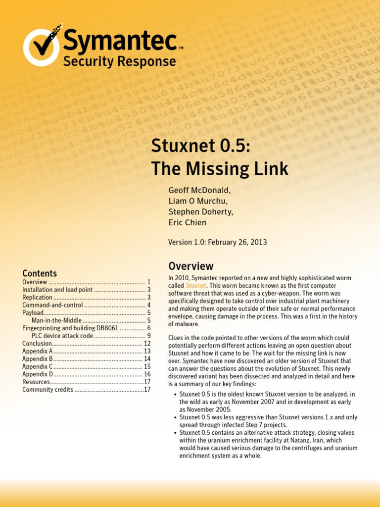 Stuxnet 0 5 The Missing Link PDF | PDF | Programmable Logic Controller ...