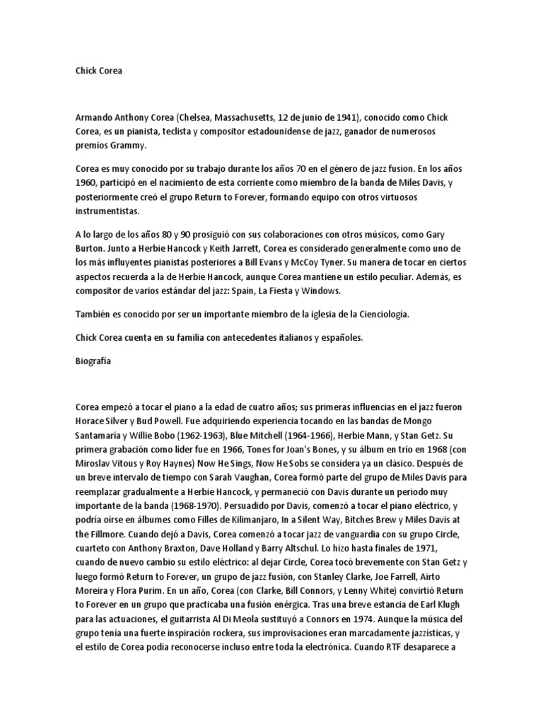Chick Corea | PDF | Músicos de jazz | Jazz
