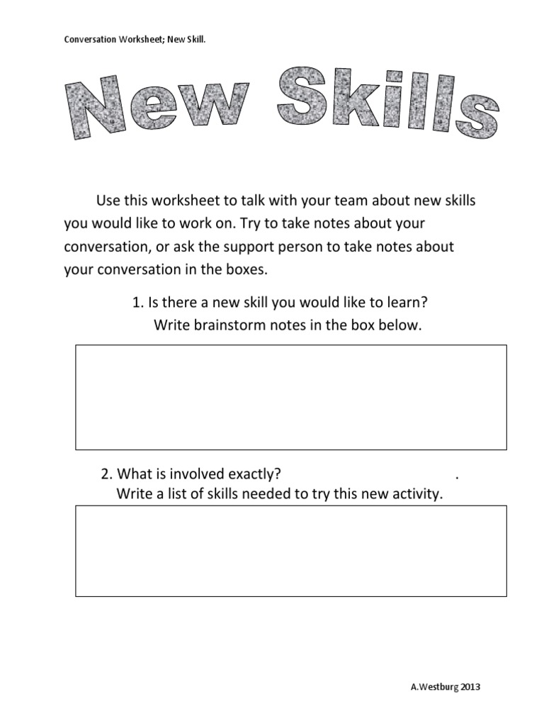 New Skill Conversation Worksheet | PDF | Career & Growth