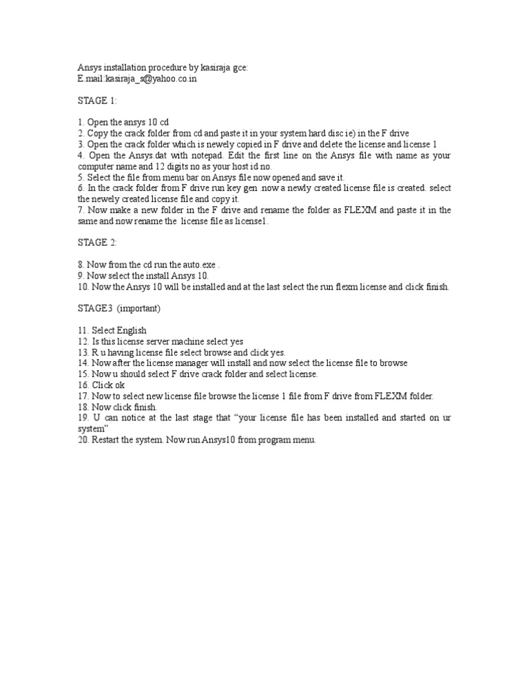 How To Instal Ansys10 | PDF
