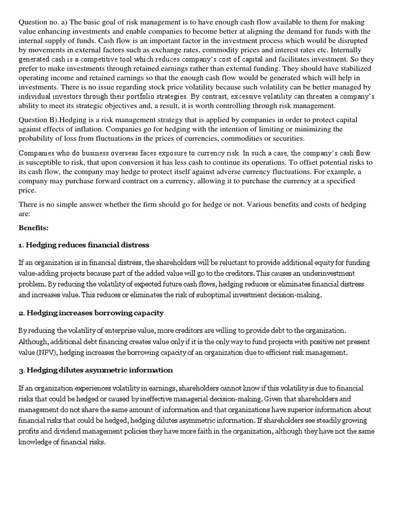 FRM Questions | PDF | Hedge (Finance) | Financial Risk