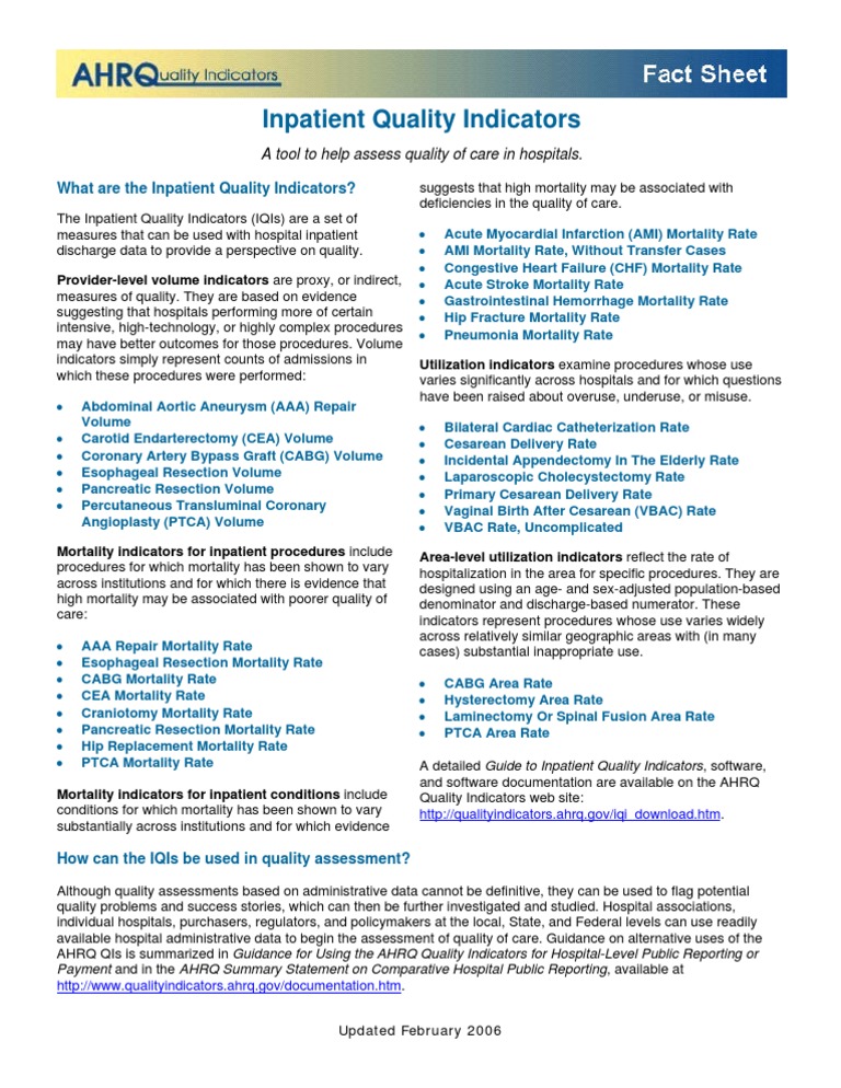 2006 Feb Inpatient Quality Indicators | PDF | Medical Procedures ...