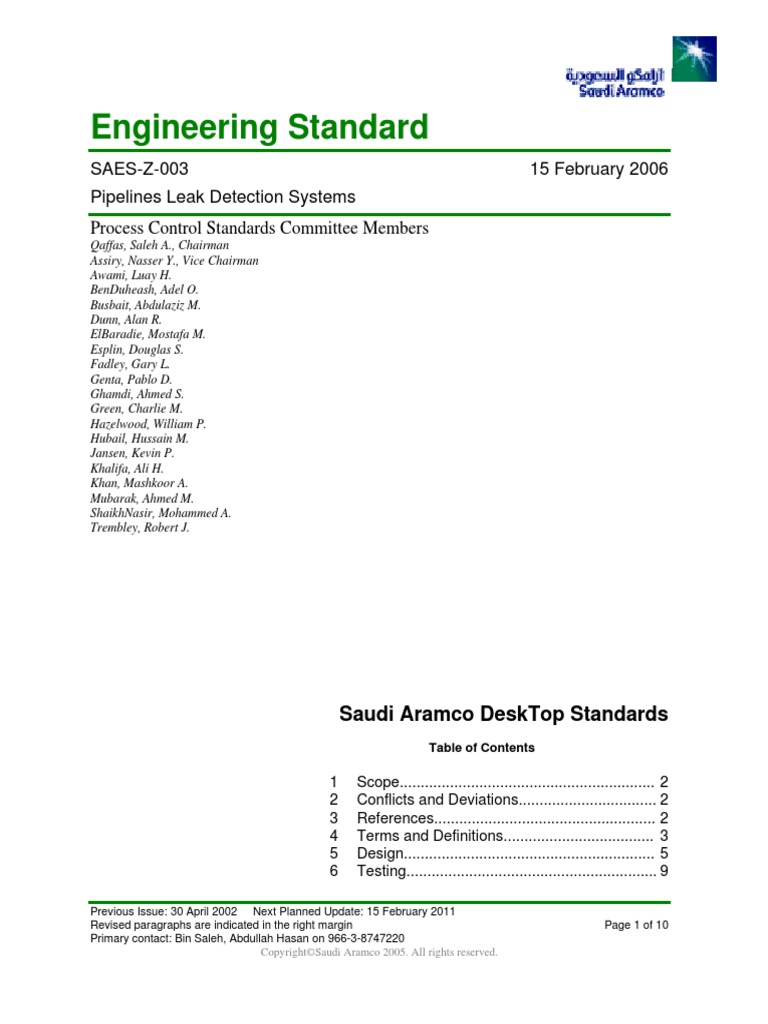 Saes Z 003 | PDF | Pipeline Transport | Instrumentation