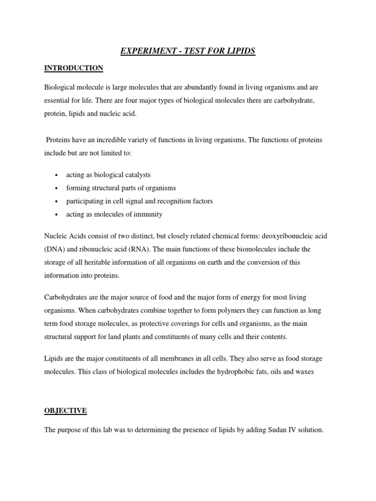 Experiment Lipids | PDF | Lipid | Cell (Biology)